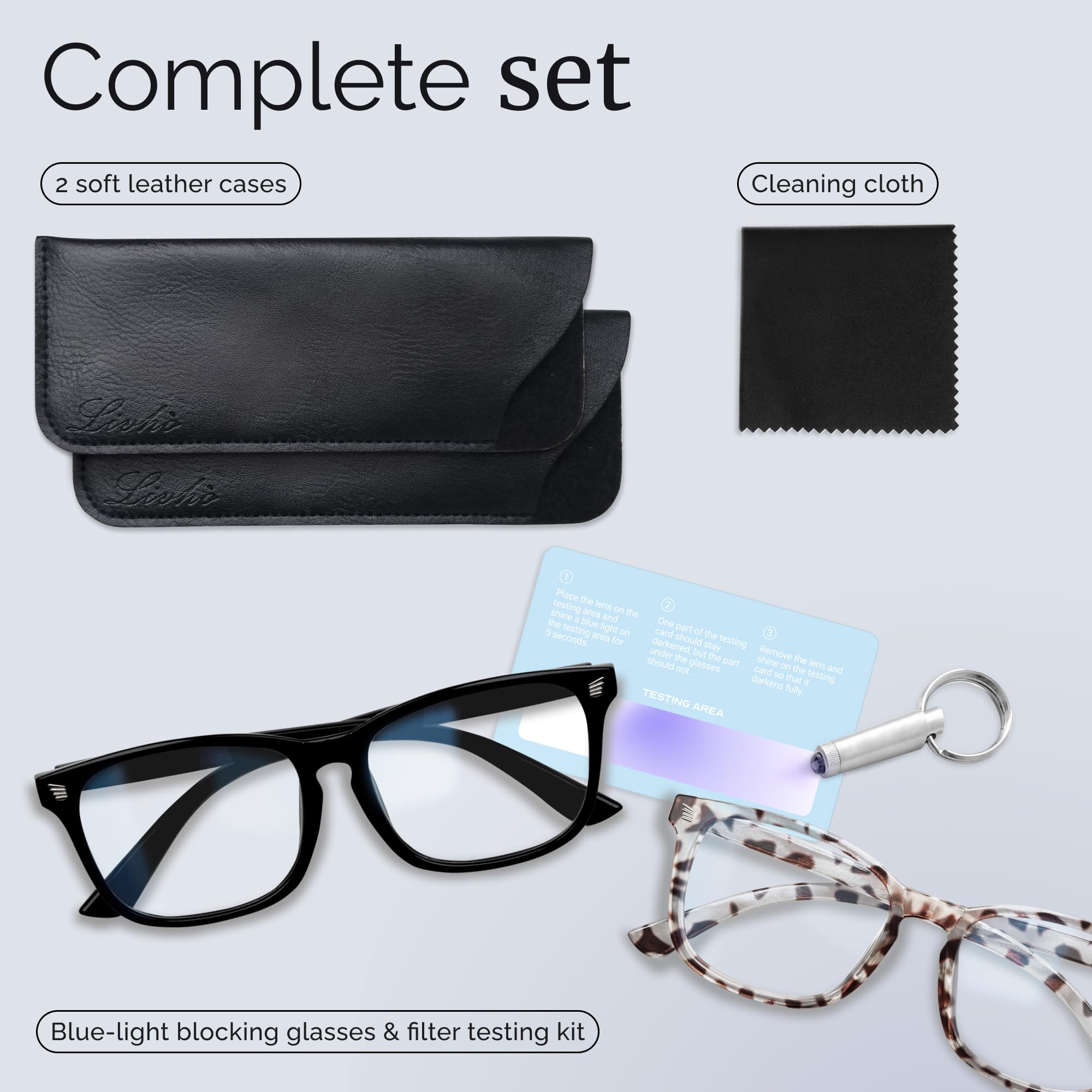 livho 2 Pack Blue Light Blocking Glasses, Computer Reading/Gaming/TV/Phones Glasses for Women Men,Anti Eyestrain & UV Glare (Matte Black+Leopord)