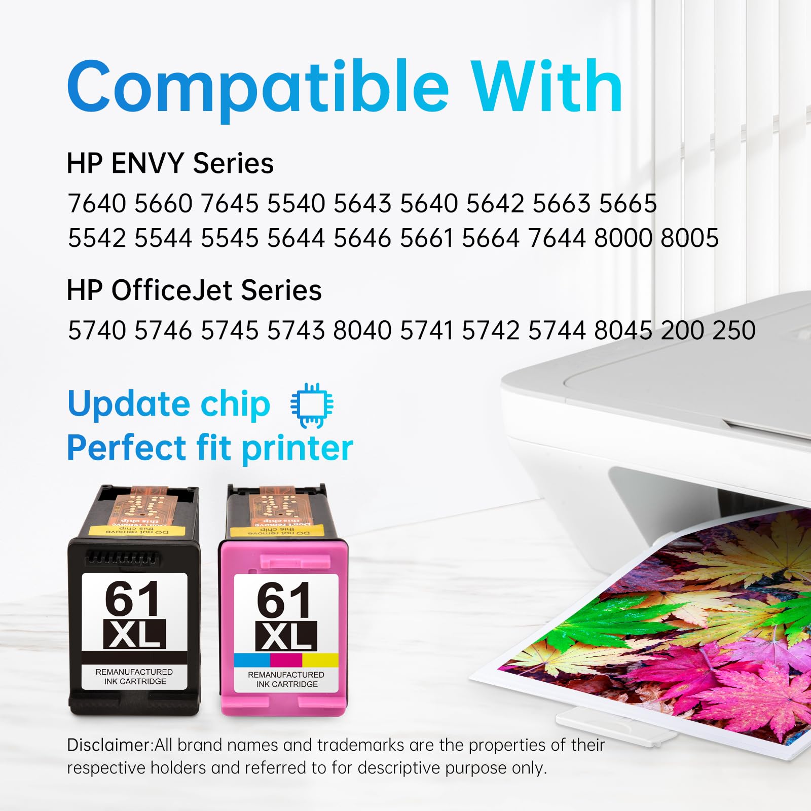 LEMERO 61XL Remanufactured Ink Cartridge Replacement for HP 61 61XL Combo Pack for Officejet 4635 Envy 4500 5530 Deskjet 3510 2542 2544 1510 2549 Printer Ink Cartridges (2 Pack)