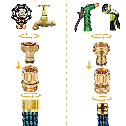 DINHAND 4 Sets Garden Hose Quick Connector No-Leak 3/4 GHT Inch Male and Female Thread Water Hose Fittings