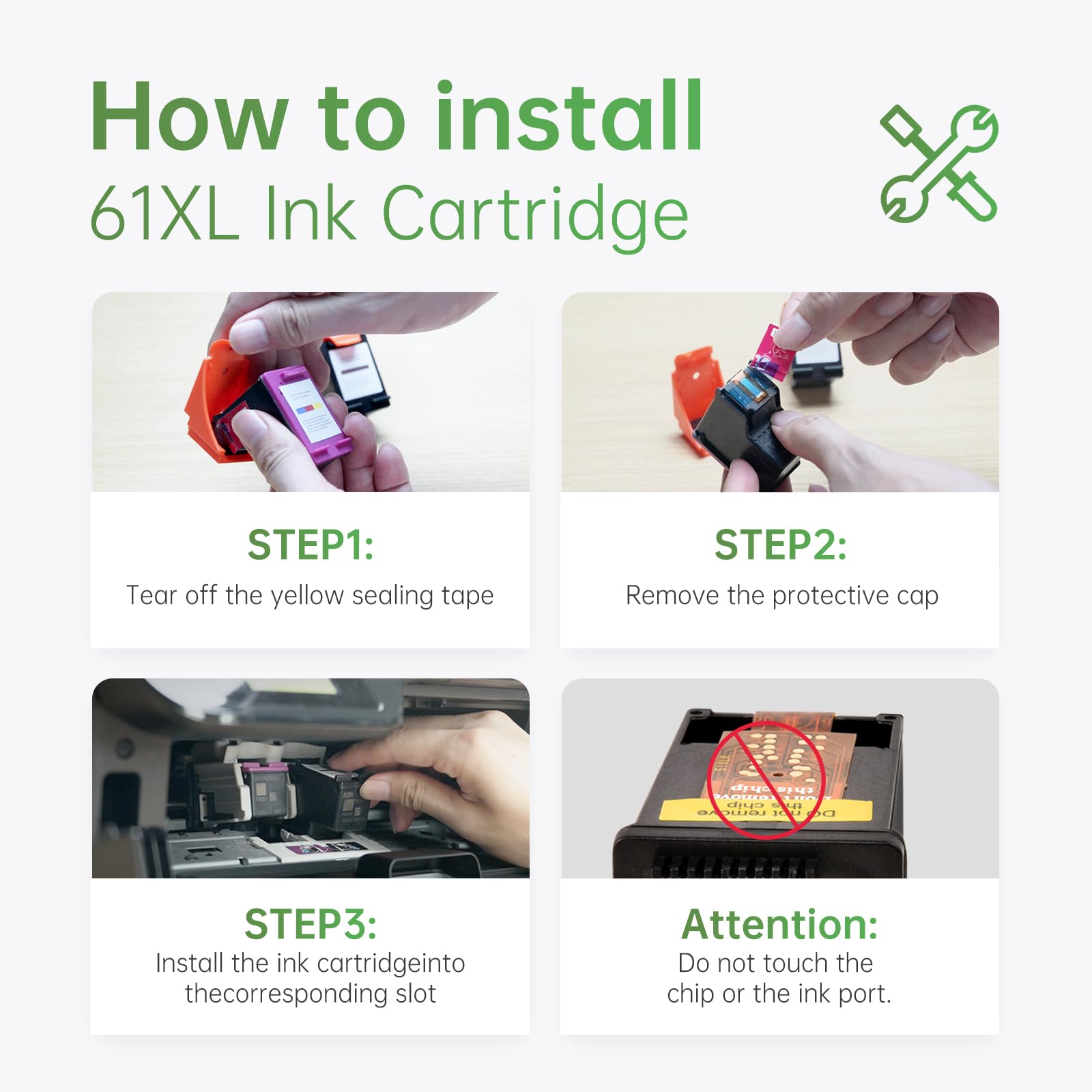LEMERO 61XL Remanufactured Ink Cartridge Replacement for HP 61 61XL Combo Pack for Officejet 4635 Envy 4500 5530 Deskjet 3510 2542 2544 1510 2549 Printer Ink Cartridges (2 Pack)
