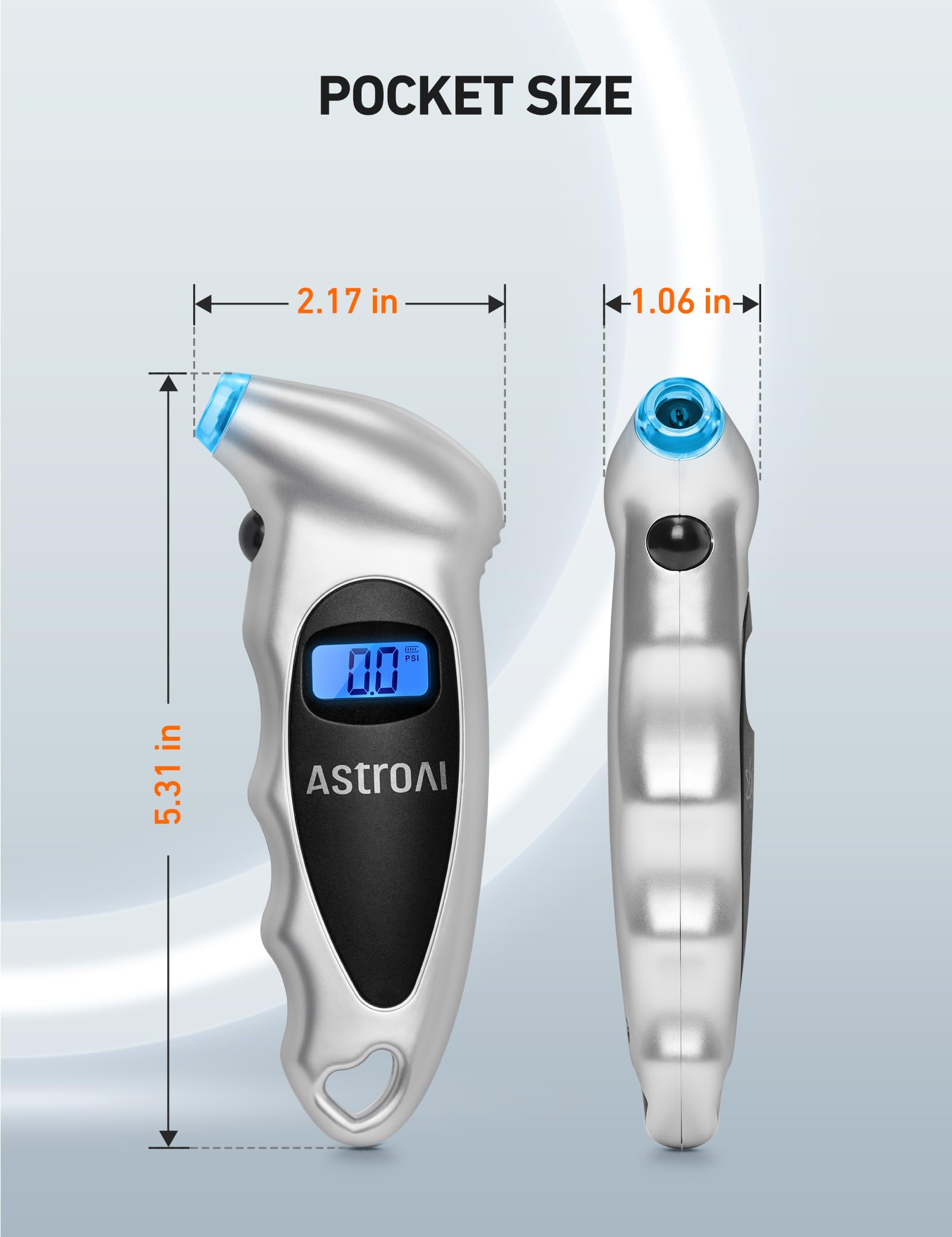 AstroAI 3 Pack Digital Tire Pressure Gauge 150 PSI 4 Settings for Car Truck Bicycle with Backlit LCD and Non-Slip Grip, Silver