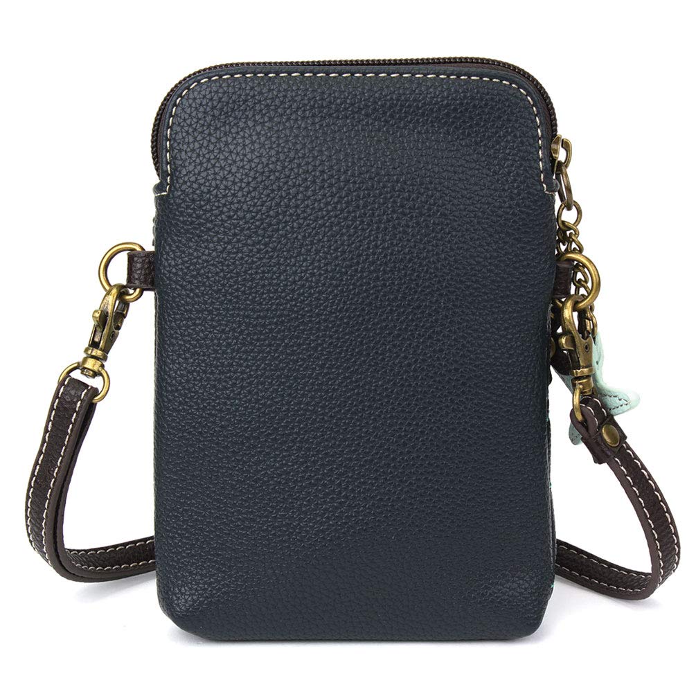 CHALA Cell Phone Crossbody Purse-Women PU Leather/Canvas Multicolor Handbag with Adjustable Strap - Two Turtles - navy
