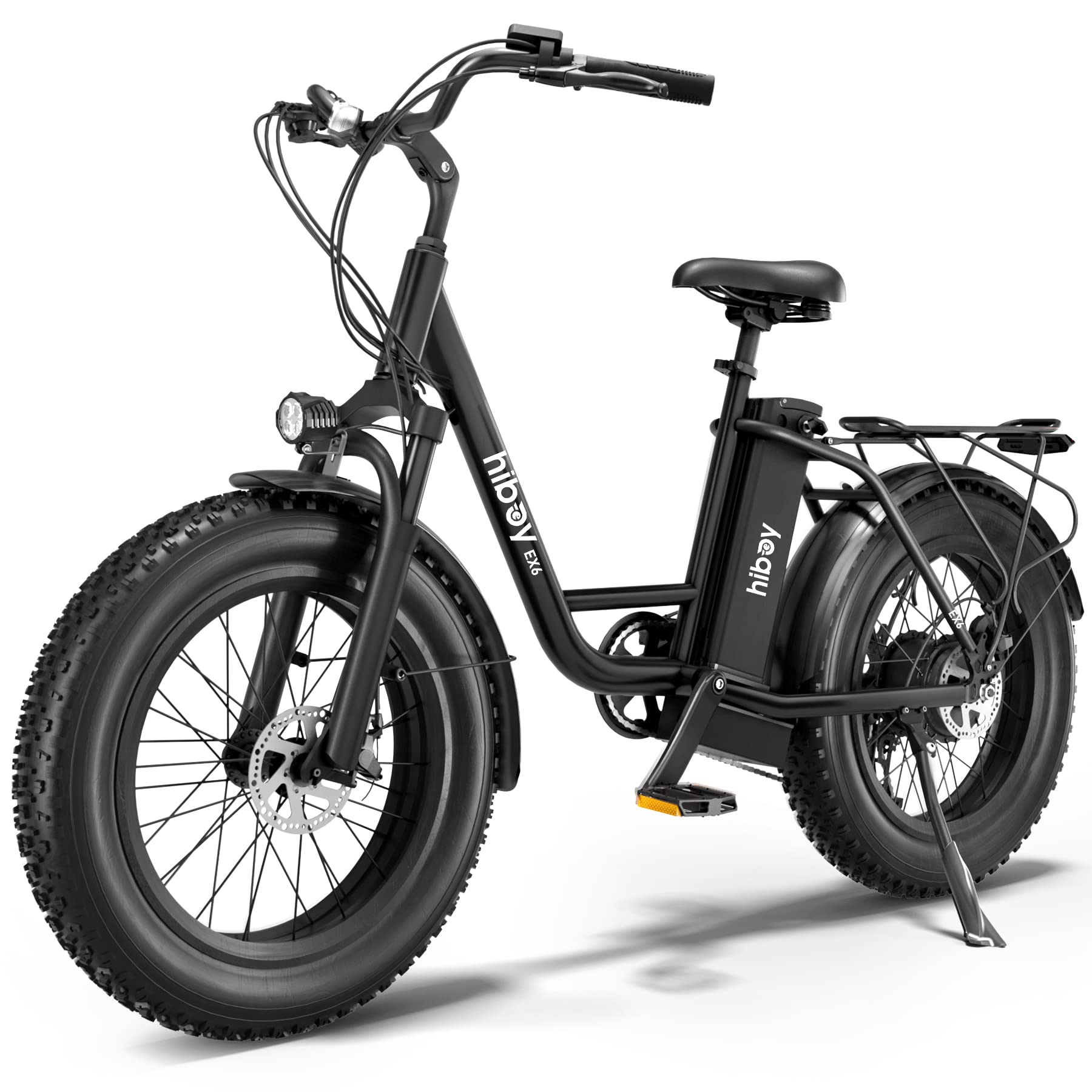 Hiboy EX6 Electric Bike for Adults, 20" 4.0 Fat Tire E Bike 500W Brushless Motor, 48V 15AH Removable Battery Ebike Up to 25 MPH, Shimano 7 Speed with Electric Horn