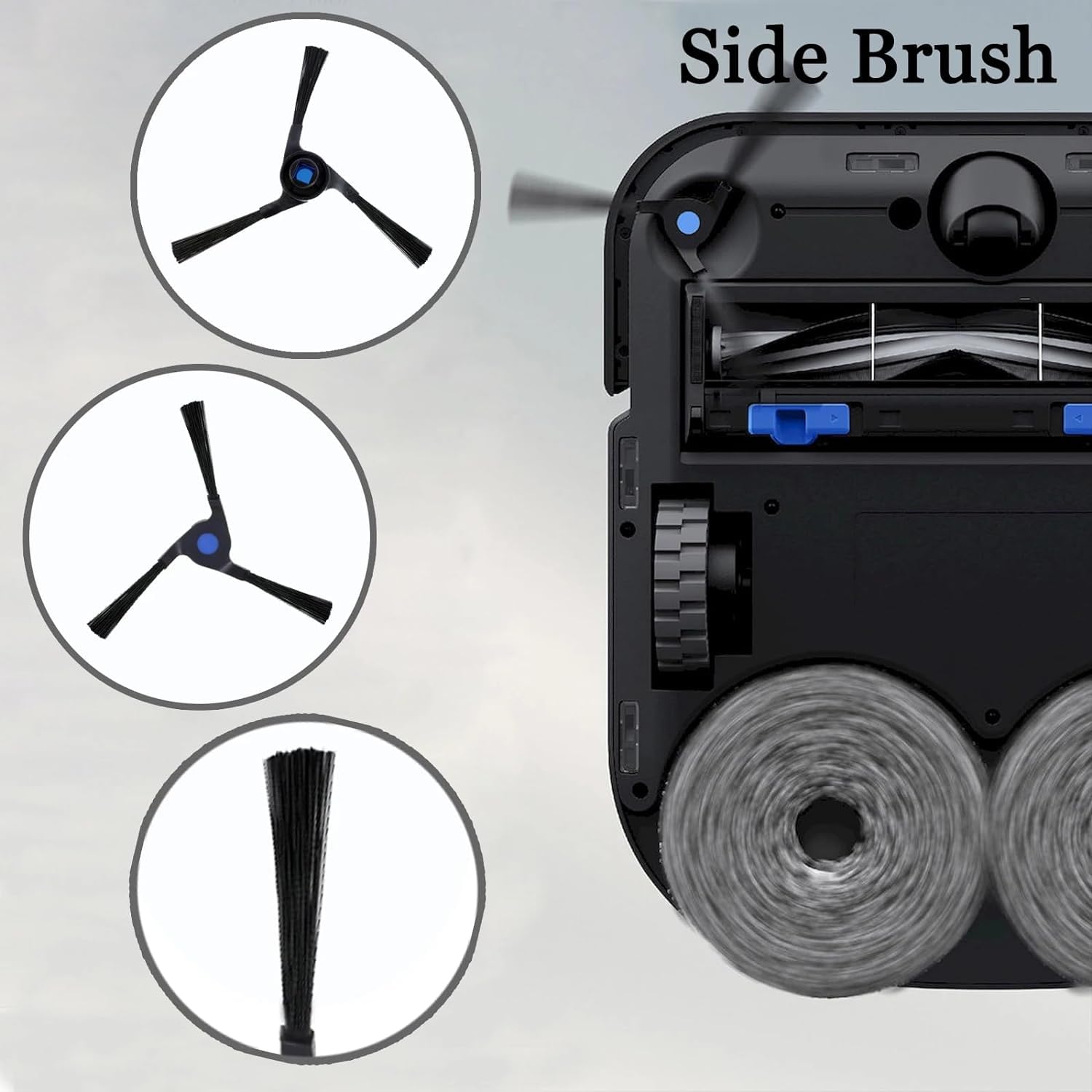 Odashen 13pcs Replacement Accessories Set for Ecovacs Deebot X2 / X2 Omni / X2 Pro / DEX86 Vacuum Cleaner Spare Parts, 1 Main Brush, 4 Side Brush, 4 Hepa Filters, 2 Dust Bags, 2 Mop Cloths