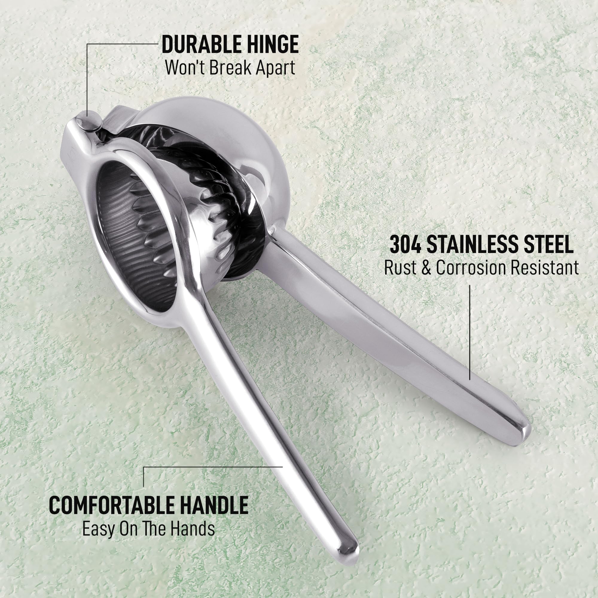 Zulay Lemon Squeezer Stainless Steel with Premium Heavy Duty Solid Metal Squeezer Bowl and Food Grade Silicone Handles - Large Manual Citrus Press Juicer and Lime Squeezer Stainless Steel