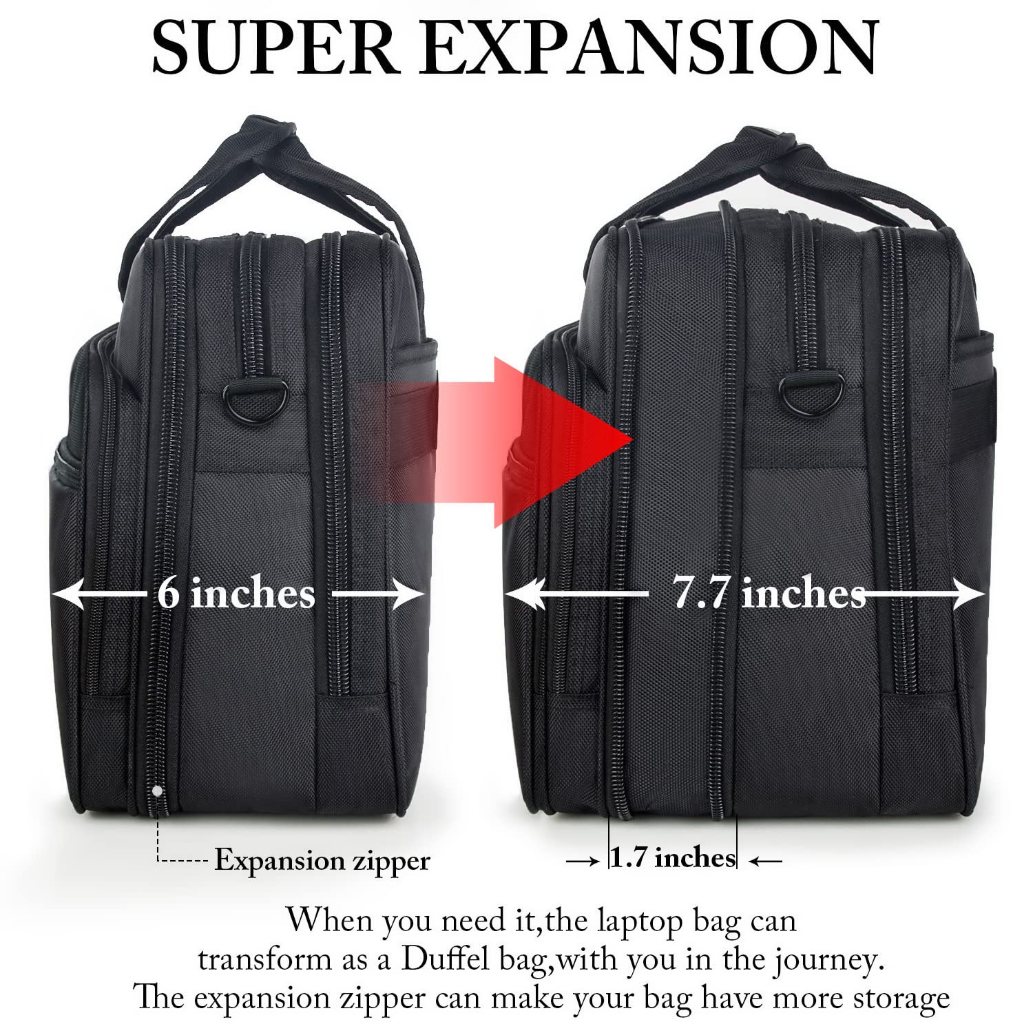 Ytonet Gaming Laptop Briefcase 18 Inch, Expandable Extra Large Laptop Case for Gaming Laptop Computer Bag, Water Resistant Laptop Bag for Men Carrying Case with Luggage Strap for Work Travel, Black