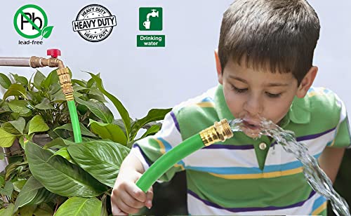 HQMPC No Pb Garden Hose Quick Connect Brass Hose Quick Connect Hose Quick Connect Fittings Water Hose Connectors 3/4" GHT (2 SETS)