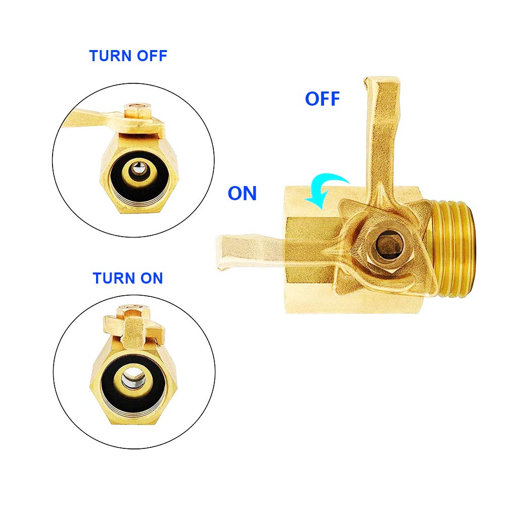 Heavy Duty Brass Garden Hose Shut Off Valve 3/4" GHT Hose Connector Water Flow Control Valve for Garden Nozzle Water Hose