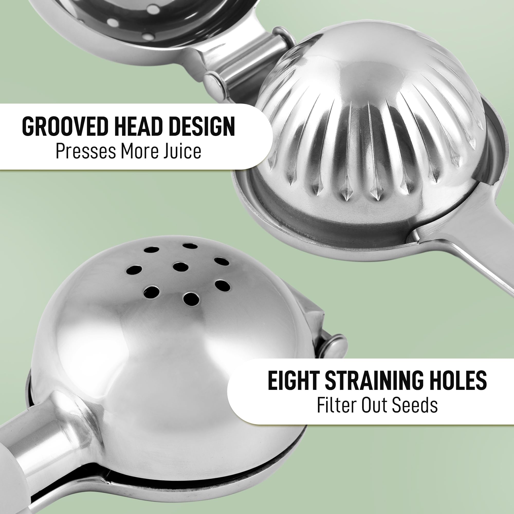 Zulay Lemon Squeezer Stainless Steel with Premium Heavy Duty Solid Metal Squeezer Bowl and Food Grade Silicone Handles - Large Manual Citrus Press Juicer and Lime Squeezer Stainless Steel
