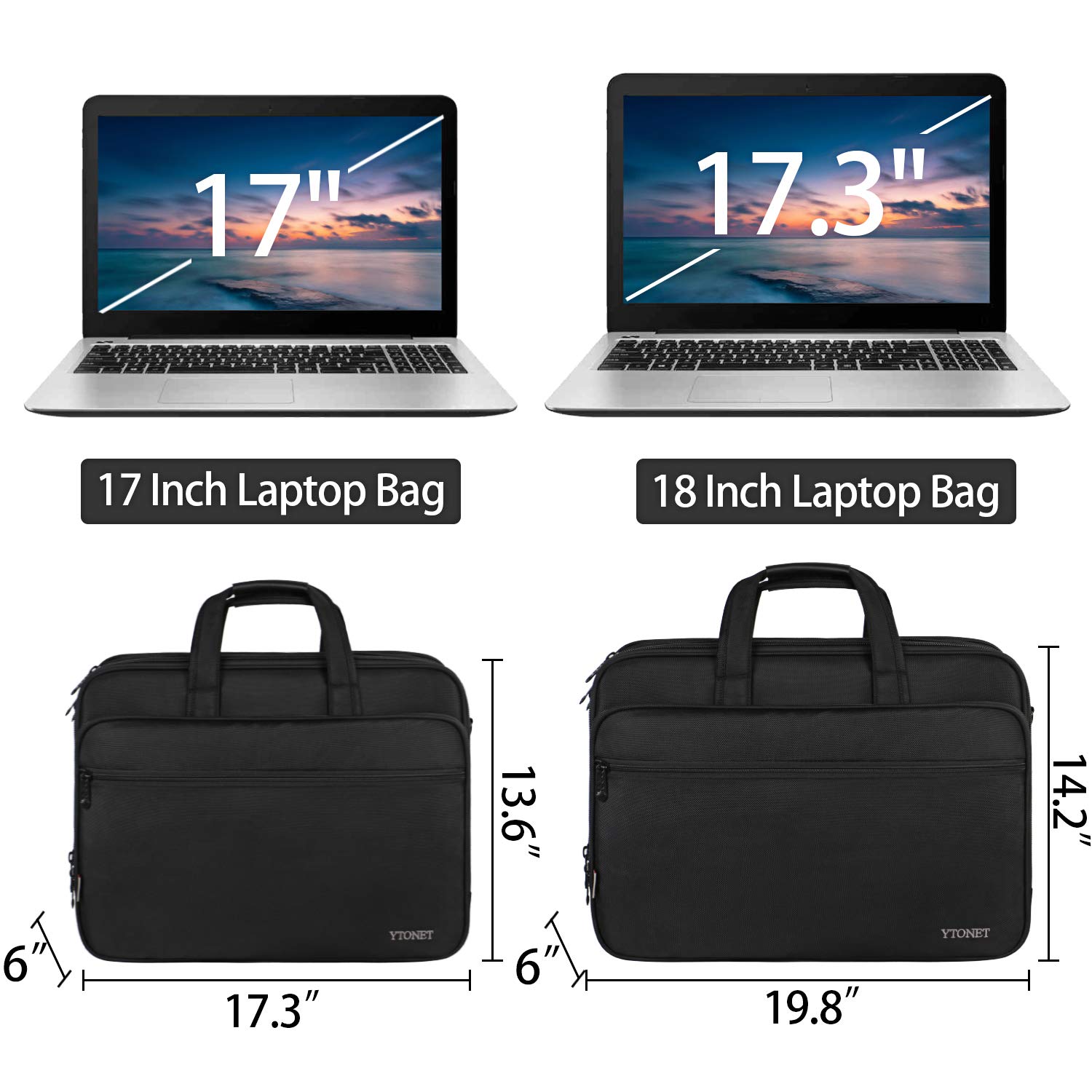Ytonet Gaming Laptop Briefcase 18 Inch, Expandable Extra Large Laptop Case for Gaming Laptop Computer Bag, Water Resistant Laptop Bag for Men Carrying Case with Luggage Strap for Work Travel, Black