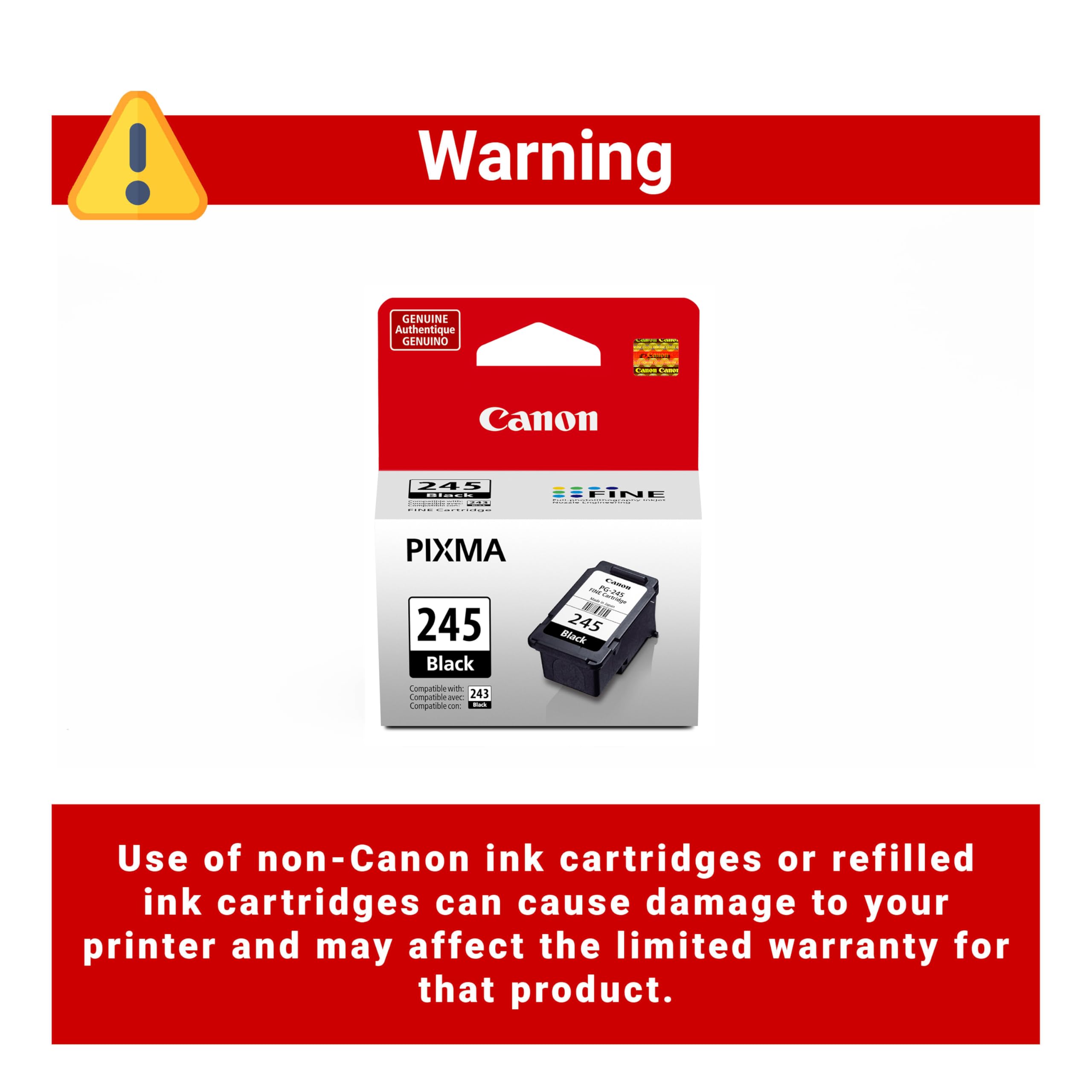 Canon PG-245 Compatible to MG2525,MG3020,TR4520/4522,TS202,TS302,TS3120/3122,TS3320/3322 Printers