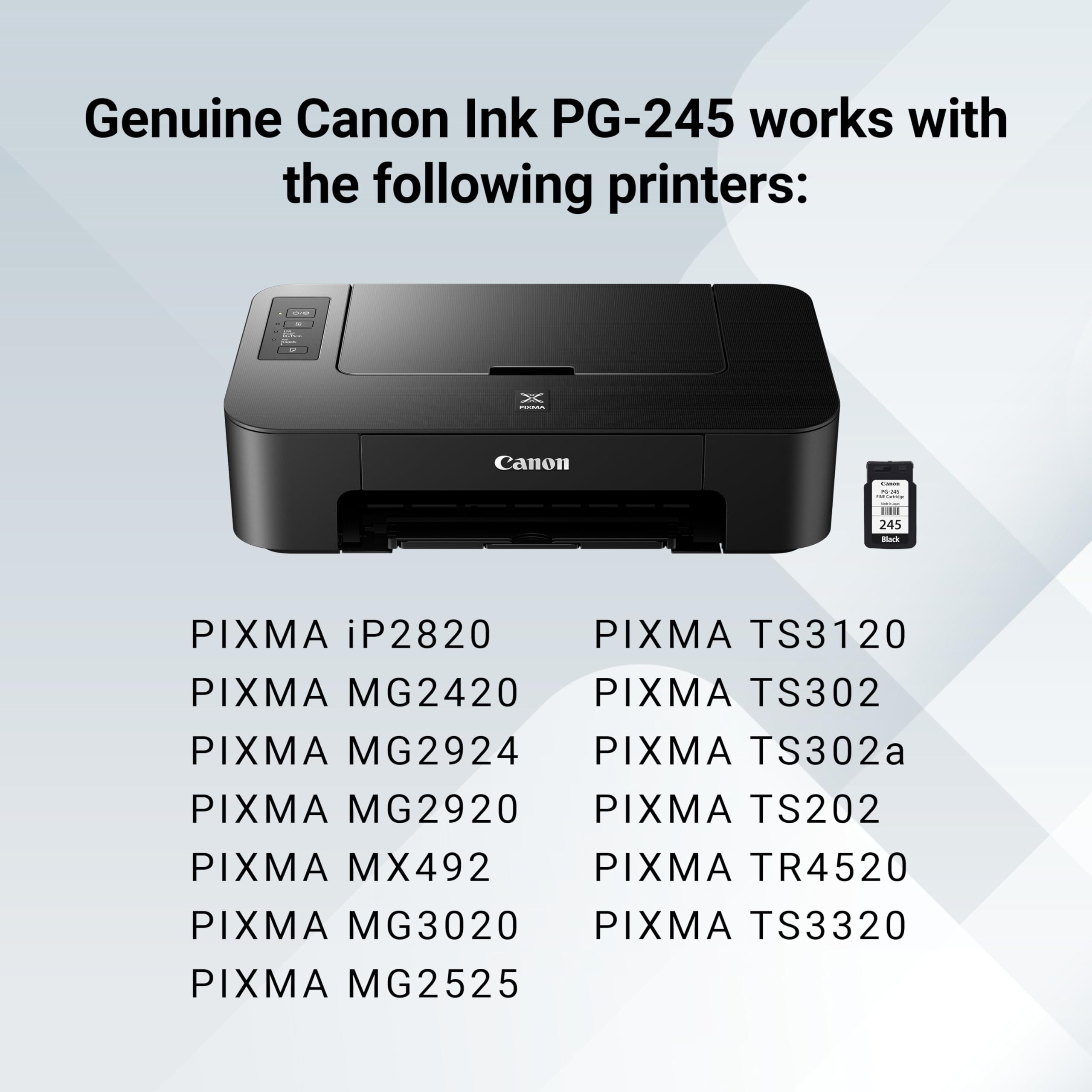 Canon PG-245 Compatible to MG2525,MG3020,TR4520/4522,TS202,TS302,TS3120/3122,TS3320/3322 Printers