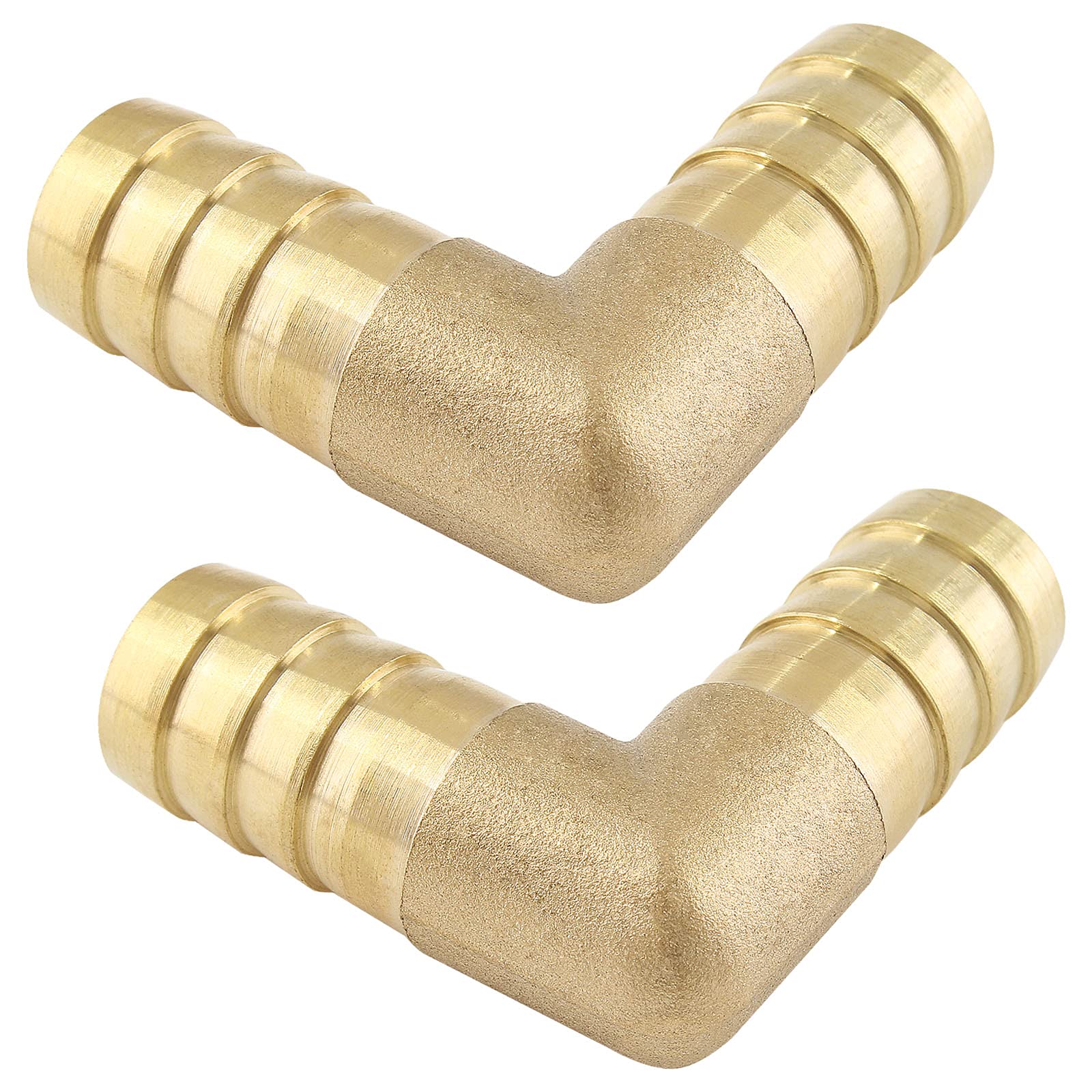 Zorfeter 2 Pack Brass Hose Barb Fitting 5/8" 16mm Hose ID/Hose Barb 90 Degree L Right Angle Elbow Barbed Brass Fitting