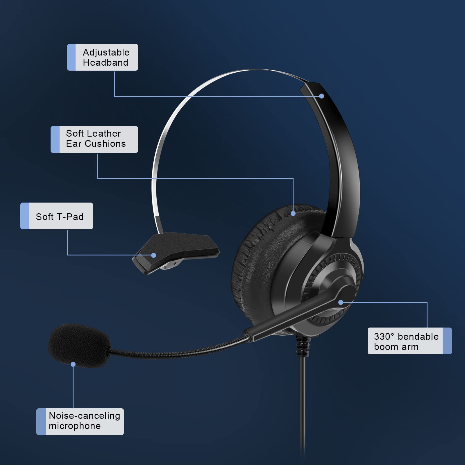 AGPTEK Corded Telephone with Headset & Dialpad for House Call Center Office - Noise Cancellation