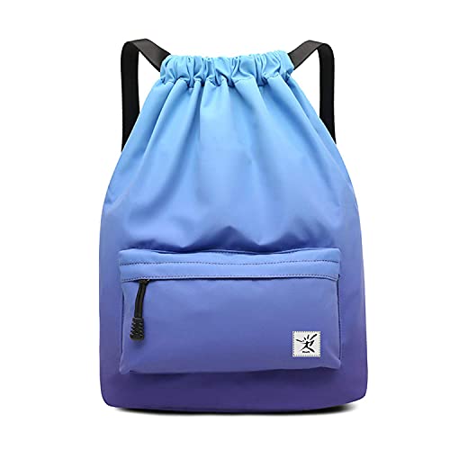 Risefit Waterproof Drawstring Bag, Drawstring Backpack, Gym Bag Sackpack Sports Backpack for Women (Gradient blue)