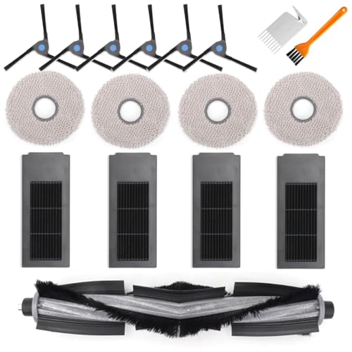 Accessories Replaccement Parts For Ecovacs Deebot X2 omni / X2 Pro / X2 Robot Vacuum Cleaner, 1 Roller Main + 6 Side Brush +4 Hepa Filter +4 Mop Cloth +2 Tools
