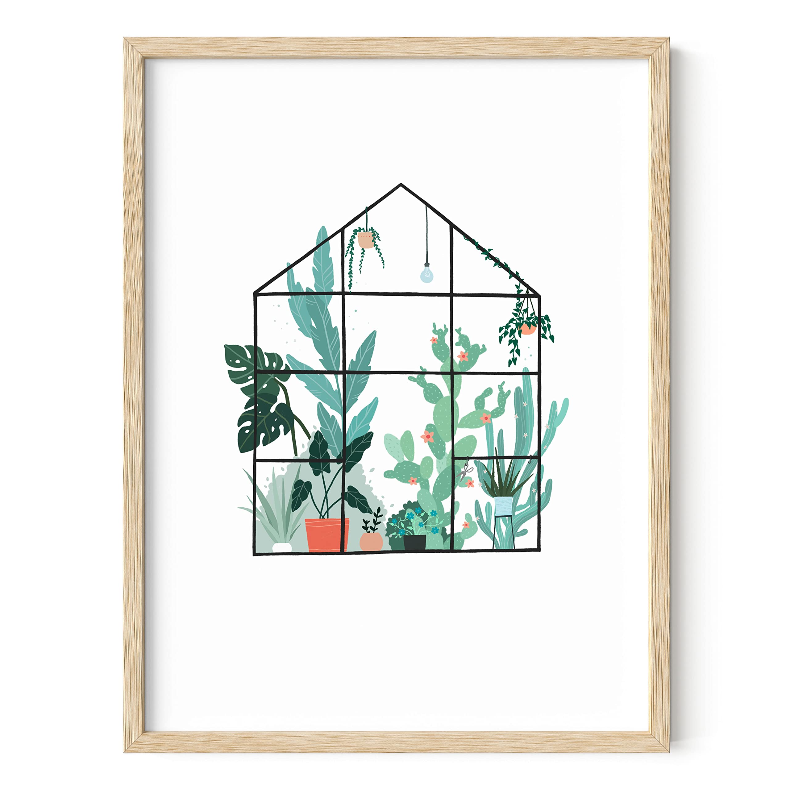 HAUS AND HUES Plant Pictures Wall Art Succulent Art Wall Decor Plant Prints Wall Art & Botanical Plant Wall Art Prints (Greenhouse, 12L x 16W, Unframed)