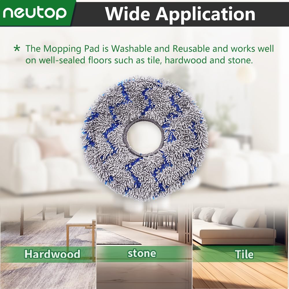 neutop Replacement Mopping Pads Microfiber Mop Cloths Compatible with Ecovacs Deebot X1 Turbo/Omni, T10 Turbo/Omni, T20, X2, Robot Vacuums Parts Accessories, 4-Pack.