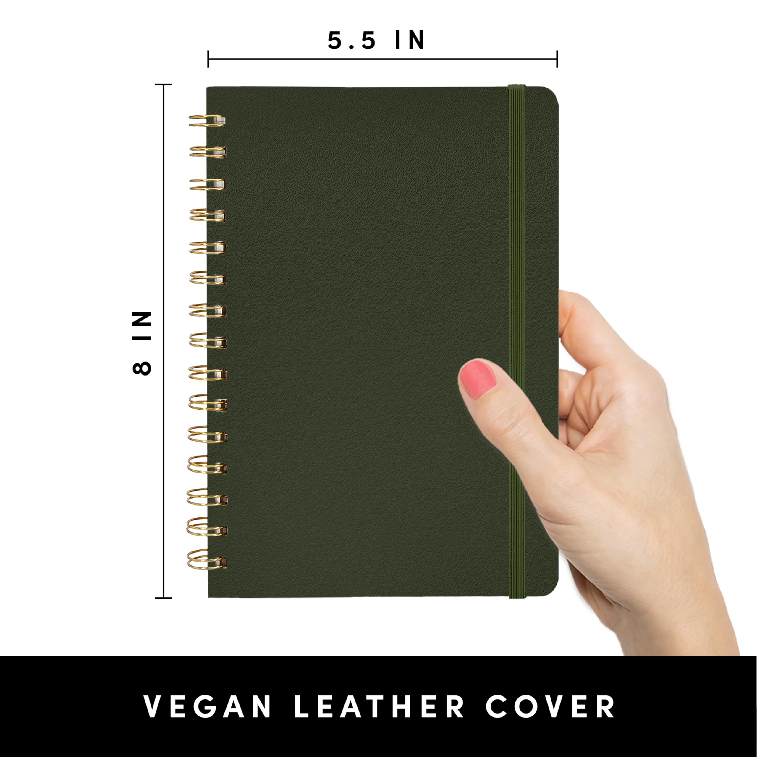 PAPERAGE Lined Spiral Journal Notebook, (Dark Green), 160 Pages, Medium 5.7 inches x 8 inches - 100 GSM Thick Paper, Hardcover, Double-Wire Spiral Journal & Notebook