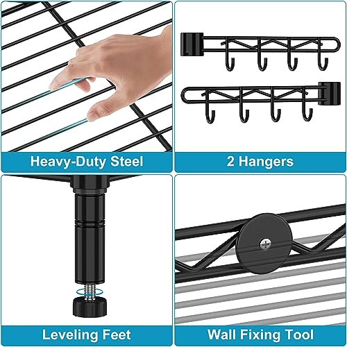 4 Tier Wire Shelving Unit with Wheels, Storage Rack Shelves Heavy Duty Metal Shelves, Commercial Steel Wire Shelving Storage Shelf Organizer for Kitchen Garage Warehouse Office (36W x 14D x 57H)