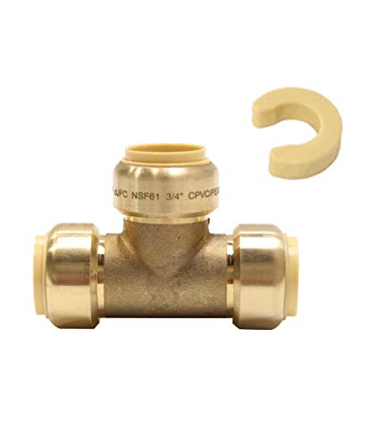 10 Pieces EFIELD 3/4 Inch Tee Push-Fit Fitting to Connect Pex, Copper, CPVC with a Disconnect Clip