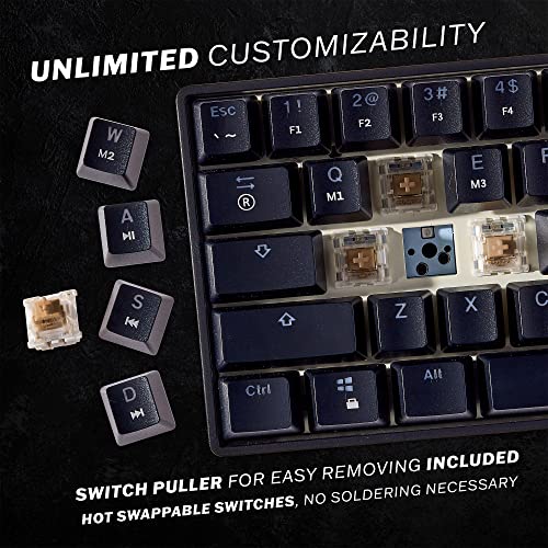 Mizar MZ60 Luna Mechanical Gaming Keyboard | 60% Keyboard 62 Key ANSI US Layout | RGB LED Backlit | Anti Ghosting NKRO | Progammable Macro Keys | Hotswap Gateron Brown Switches | Black