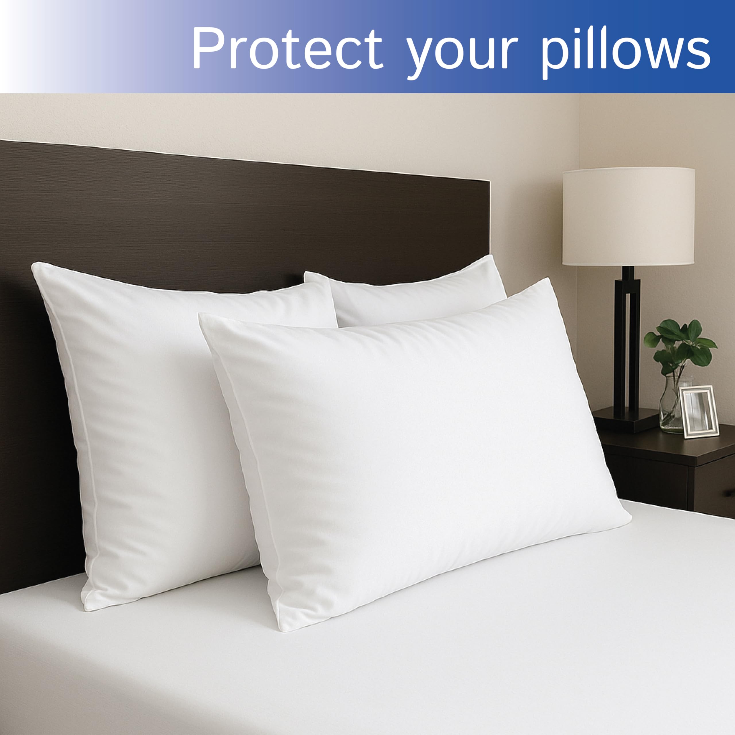 Four Seasons Essentials Standard Pillow Protectors (Set of 2) β Zippered Waterproof Pillow Covers Hypoallergenic Dust Proof Pillowcase Encasement Cover