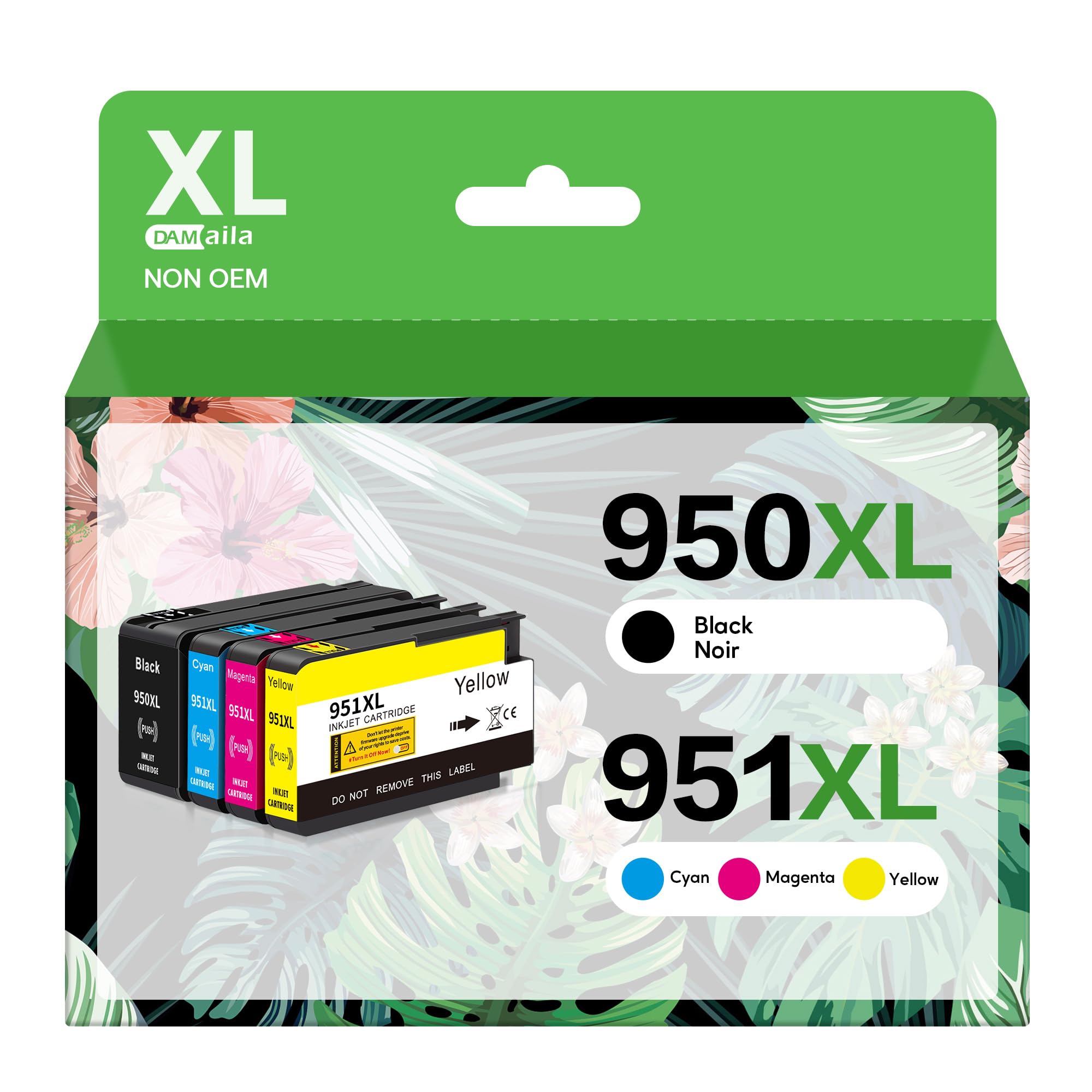 DAMaila Compatible Ink Cartridge Replacement for HP 950XL 951XL Combo Work for HP OfficeJet Pro 8600 8610 8620 8100 8630 8660 8640 8615 8625 276DW 251DW Printer (1 Black, 1 Cyan, 1 Magenta, 1 Yellow)