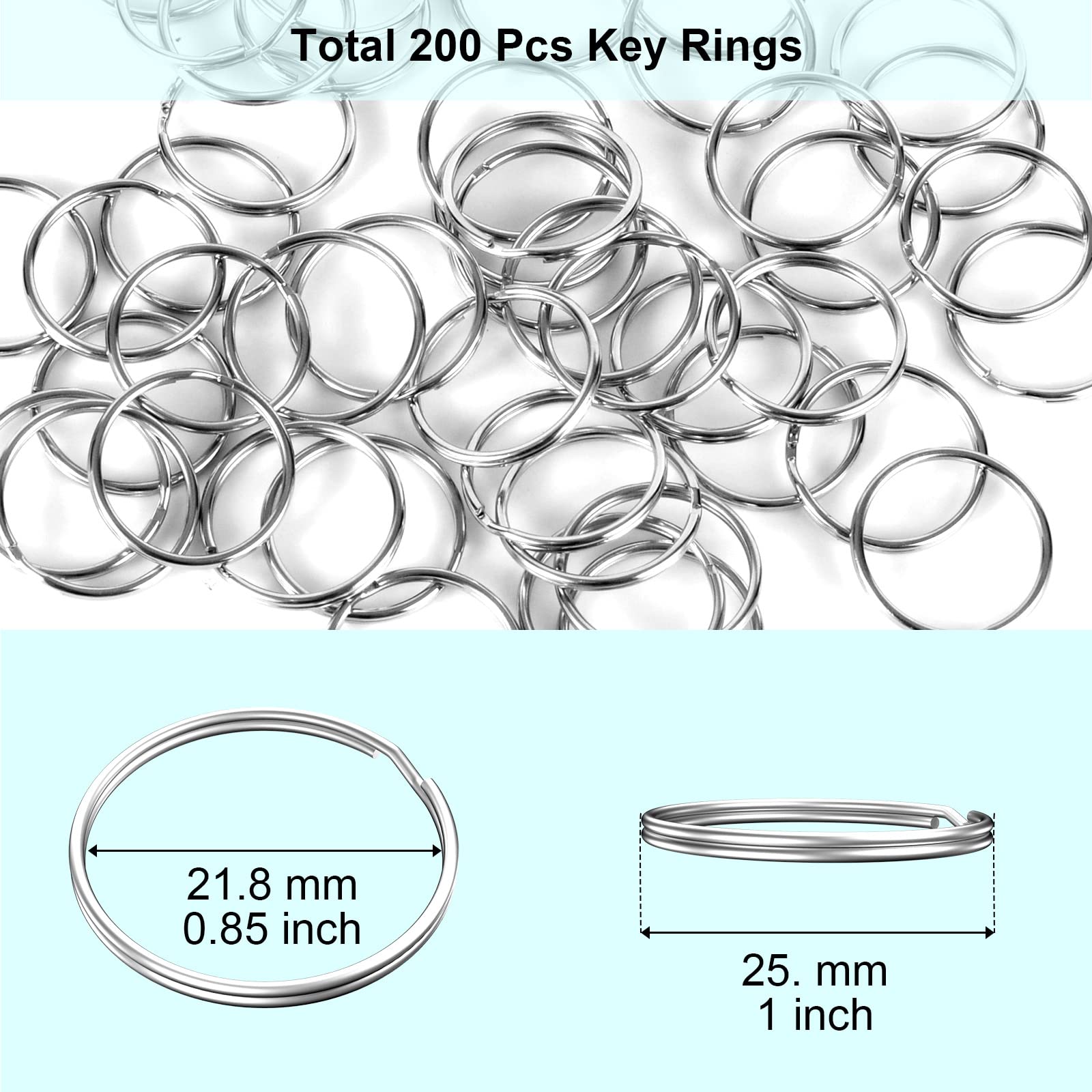 200PCS Key Rings, Split Bulk Keyrings for Keychain and Crafts (25mm)