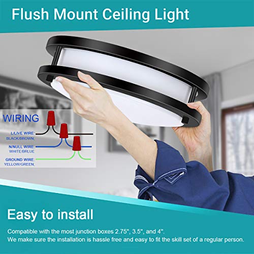 Drosbey 24W Dimmable LED Ceiling Light Fixture, 10 inch Oil Rubbed Bronze Flush Mount Ceiling Lights for Bedroom, Bathroom, Kitchen, 3000K/4000K/5000K Adjustable, Super Bright 2200LM