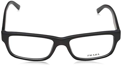 Prada Heritage PR 16MV 1BO1O1 Matte Black Plastic Rectangle Eyeglasses 55mm