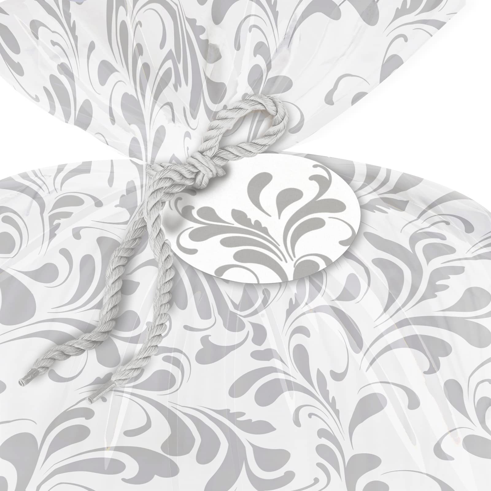 WRAPAHOLIC 56" Large Plastic Gift Bag - Silver Floral Design for Birthdays, Mother's Day, Wedding, Baby Shower, Parties, or Any Occasion - 56" H x 36" W