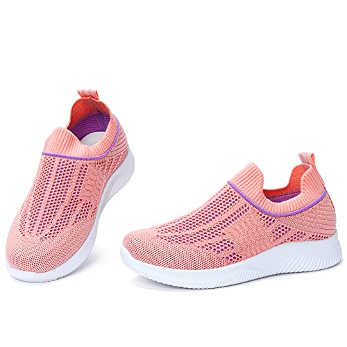 ZHILETAO Boys & Girls Lightweight Mesh Sneakers for Slip-on Walking Running Shoes for Pink Size 2M Little Kids