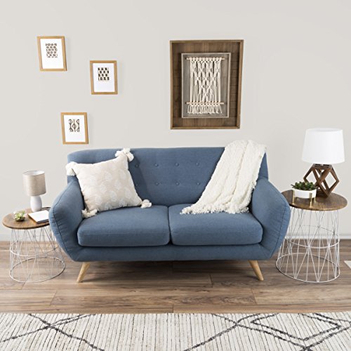 Lavish Home End Storage β Nesting Wire Basket Base and Wood Tops β Industrial Farmhouse Style Side Table Set of 2, White