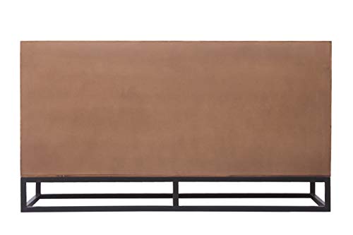TUP The Urban Port Modern Acacia Wood Dresser or Display Unit with Metal Base, Walnut Brown and Black