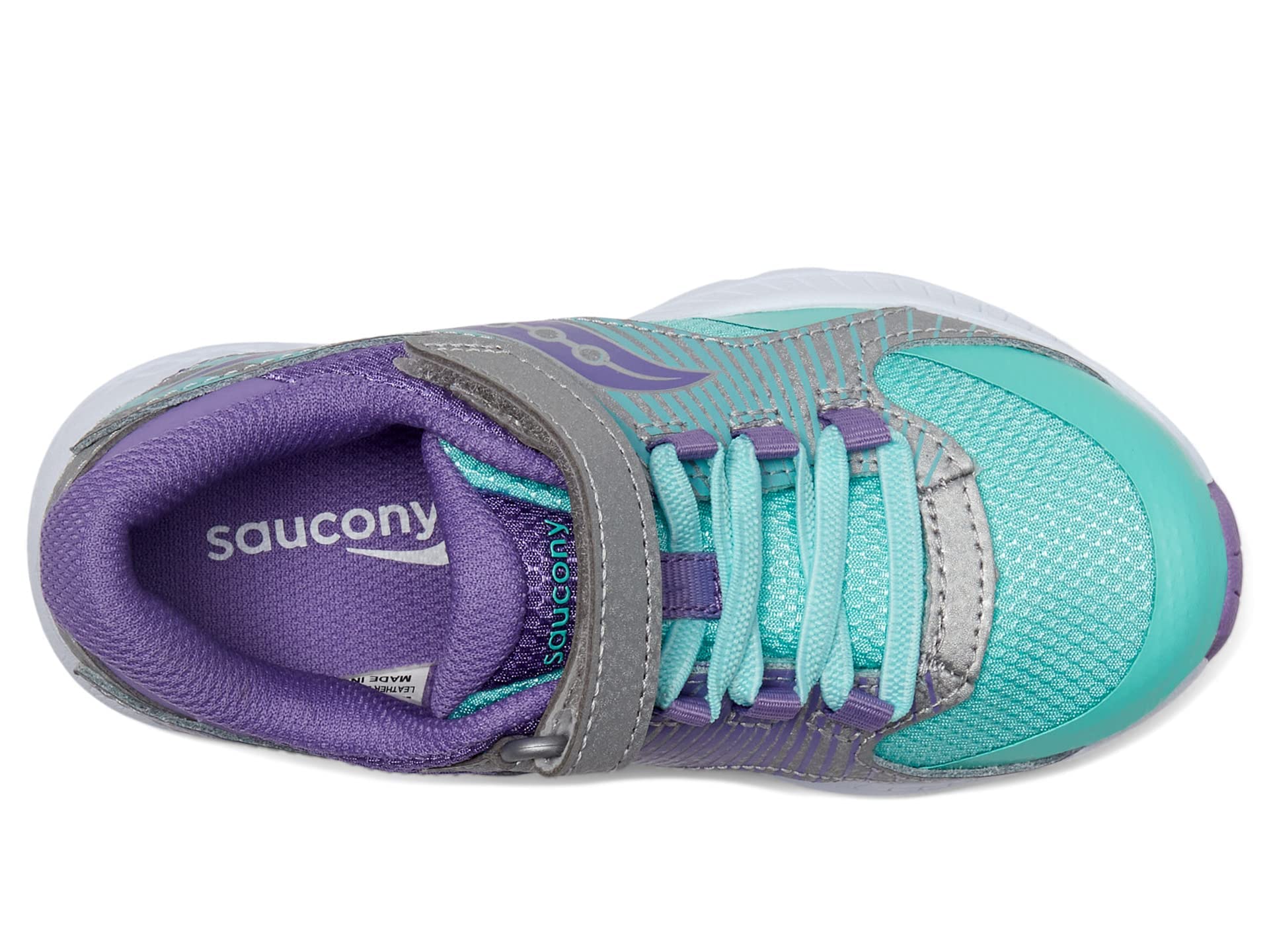 Saucony® Kids Velocer A/C Summer Shoes for Kids – Molded EVA Construction – Rubber Outsole (Little Kid/Big Kid) Mint/Purple 2 Little Kid M