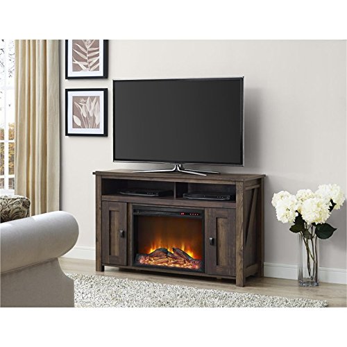 Ameriwood Farmington 3-Piece Living Room Set with Fireplace TV Stand and Two End Tables