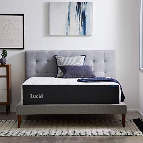 Lucid 14 Inch Full Mattress – Plush Memory Foam Mattress – Bamboo Charcoal Foam – Gel Infused – Hypoallergenic Foam Mattress– Bed-In-A-Box- CertiPUR-US Certified