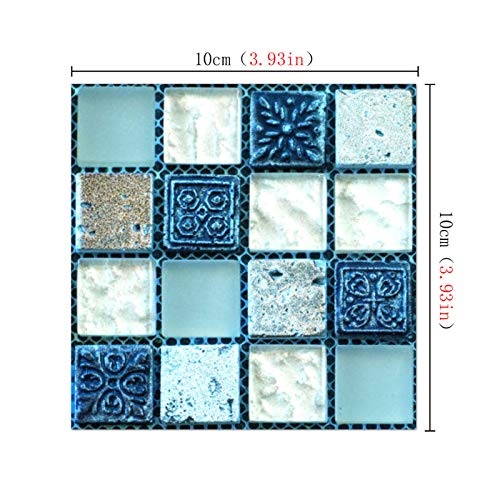 60 PCS Mosaic Wall Tile Stickers, DIY Self Adhesive Waterproof Sticky Wallpaper, Kitchen Bathroom Tile Wall Art Decals Home Decoration 10 x 10 cm (008)