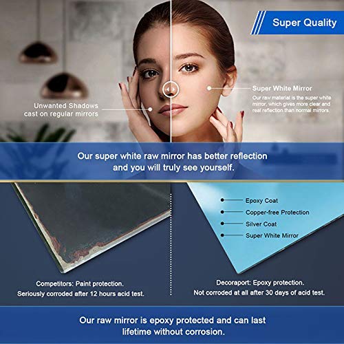 DP Home Makeup Wall-Mounted Mirrors, LED Backlit Frameless Wall Mirror, HotelBathroom Vanity Mirror with Touch Button, Anti Fog, Dimmable, Vertical & Horizontal Mount, 60 x 28 in (E-CK010-CG)