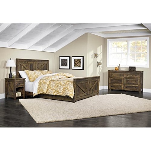 Ameriwood Farmington 3-Piece Living Room Set with Fireplace TV Stand and Two End Tables