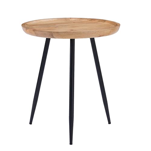 MH London Side Table - Dilan Tri Pin Small Table. Exclusively Designed Hand-Crafted Small Nightstand. Solid Wood Round End Table. Contemporary Accent Table for Bedrooms, Living Rooms and Home Office