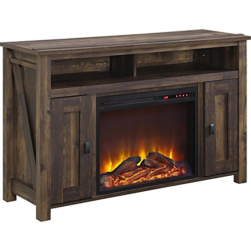 Ameriwood Farmington 3-Piece Living Room Set with Fireplace TV Stand and Two End Tables