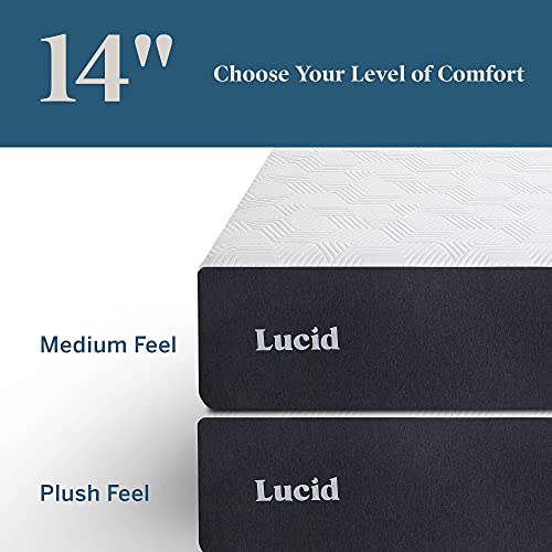 Lucid 14 Inch Full Mattress – Plush Memory Foam Mattress – Bamboo Charcoal Foam – Gel Infused – Hypoallergenic Foam Mattress– Bed-In-A-Box- CertiPUR-US Certified
