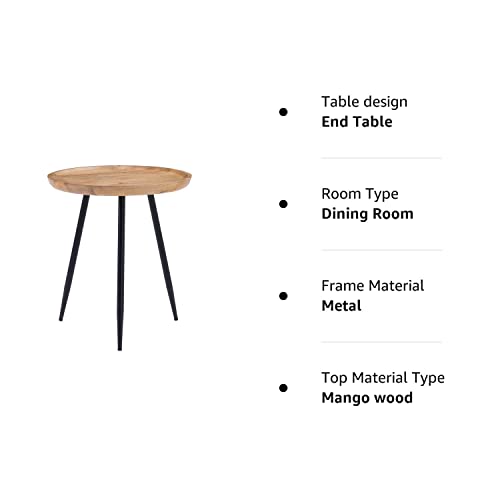 MH London Side Table - Dilan Tri Pin Small Table. Exclusively Designed Hand-Crafted Small Nightstand. Solid Wood Round End Table. Contemporary Accent Table for Bedrooms, Living Rooms and Home Office