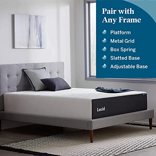 Lucid 14 Inch Full Mattress – Plush Memory Foam Mattress – Bamboo Charcoal Foam – Gel Infused – Hypoallergenic Foam Mattress– Bed-In-A-Box- CertiPUR-US Certified