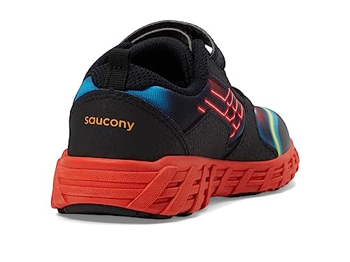 Saucony Wind Alternative Closure Sneaker, NEON/Black/RED, 2 US Unisex Big Kid