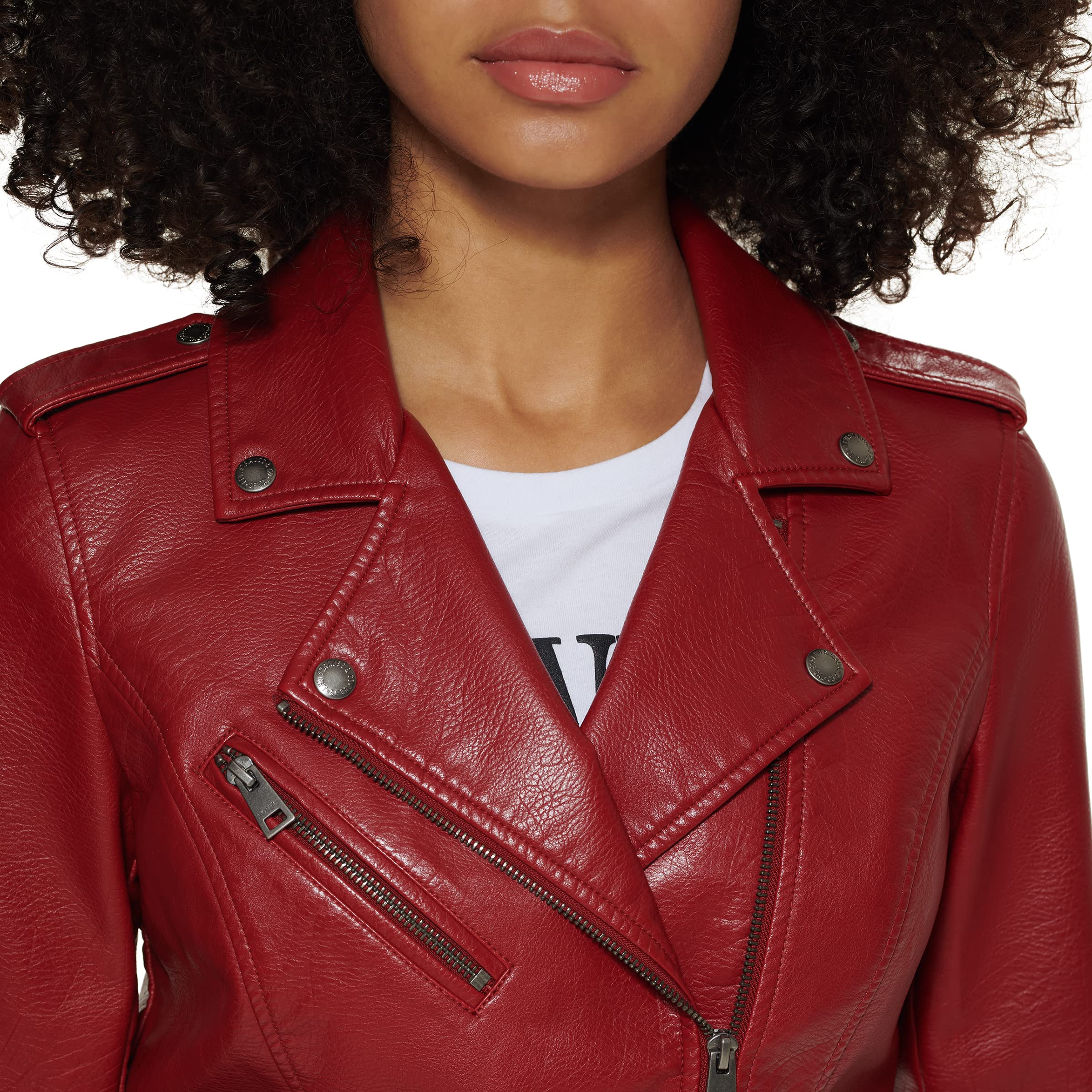 Levi's Women's The Classic Faux Leather Moto Jacket (Regular & Plus Size), Deep Cherry Red, X-Small