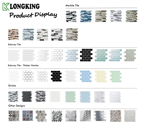 LONGKING 10-Sheet Peel and Stick Tile for Kitchen Backsplash, 12x12 inches Off White Subway Tile with Grey Grout