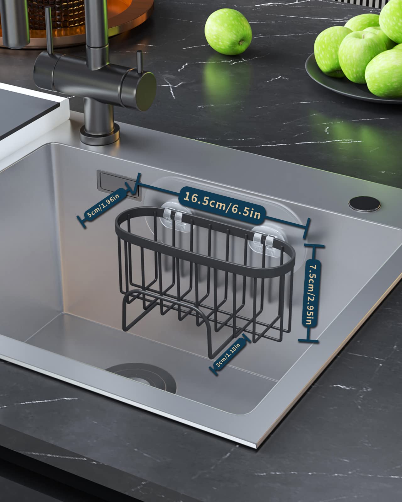 Consumest Sponge Holder with U Shape, SUS304 Stainless Steel Sponge Holder for Kitchen Sink with Adhesive 2 Hanging Way, No Drilling Sink Sponge Holder for Sponge, Brush, Sink Stopper and Steel Wool